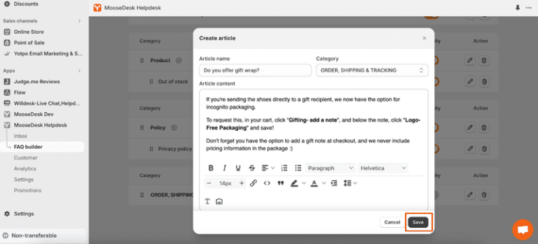 How to create, edit, publish and unpublish FAQ articles - MooseDesk