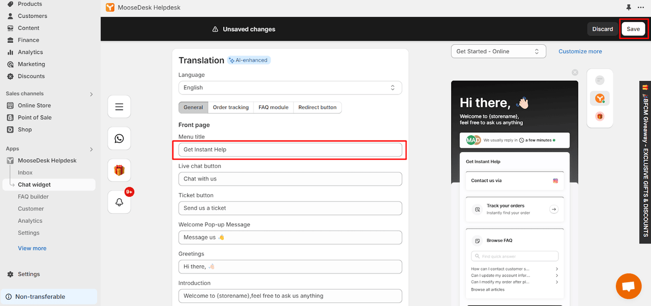 How to set up translation in MooseDesk widget? - MooseDesk